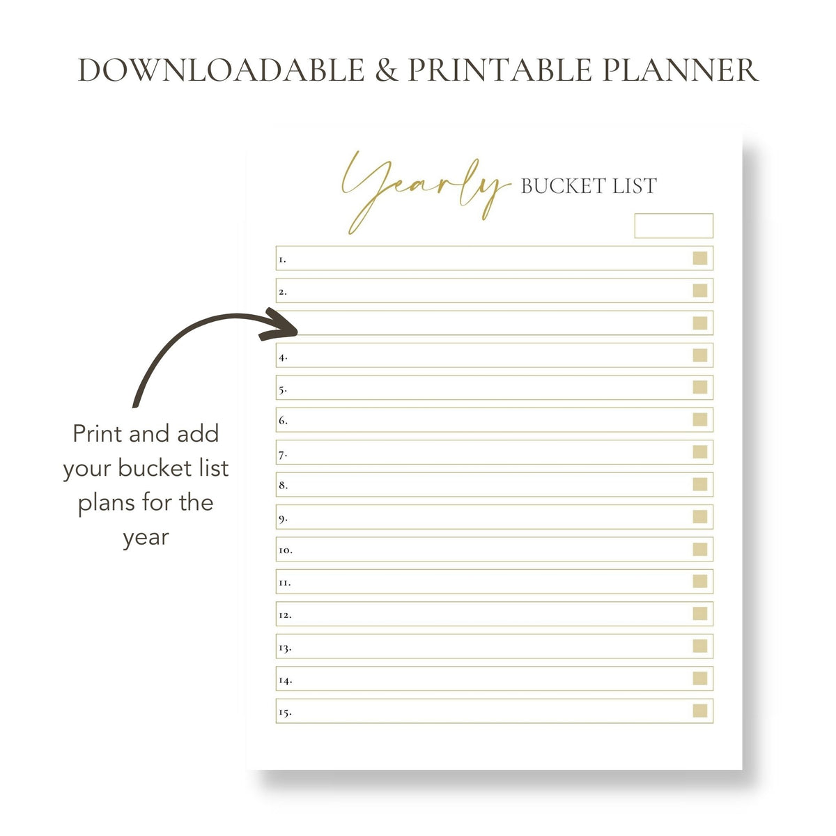 Yearly Bucket List Worksheet Template – buck & co.