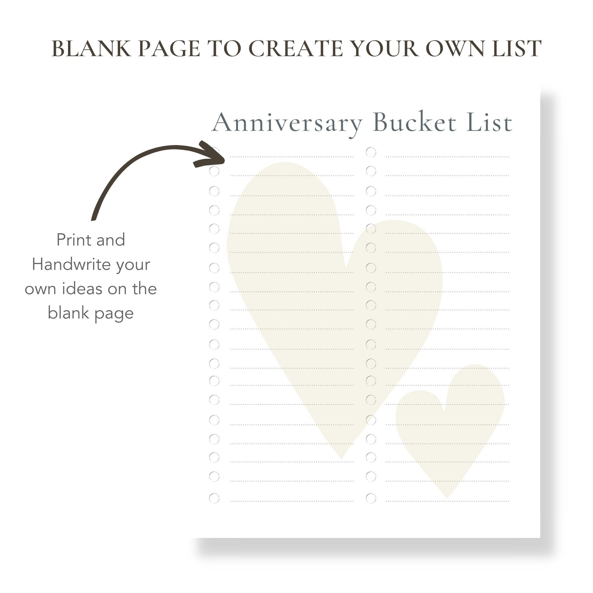 Printable Anniversary Bucket List (Blank Template Included!) – buck & co.