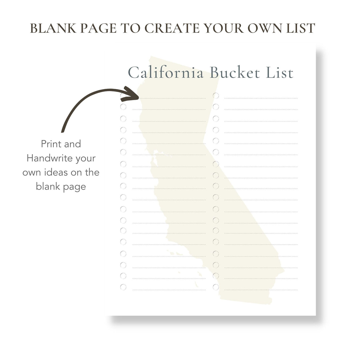 Printable California Bucket List (Blank Template Included!) – buck & co.