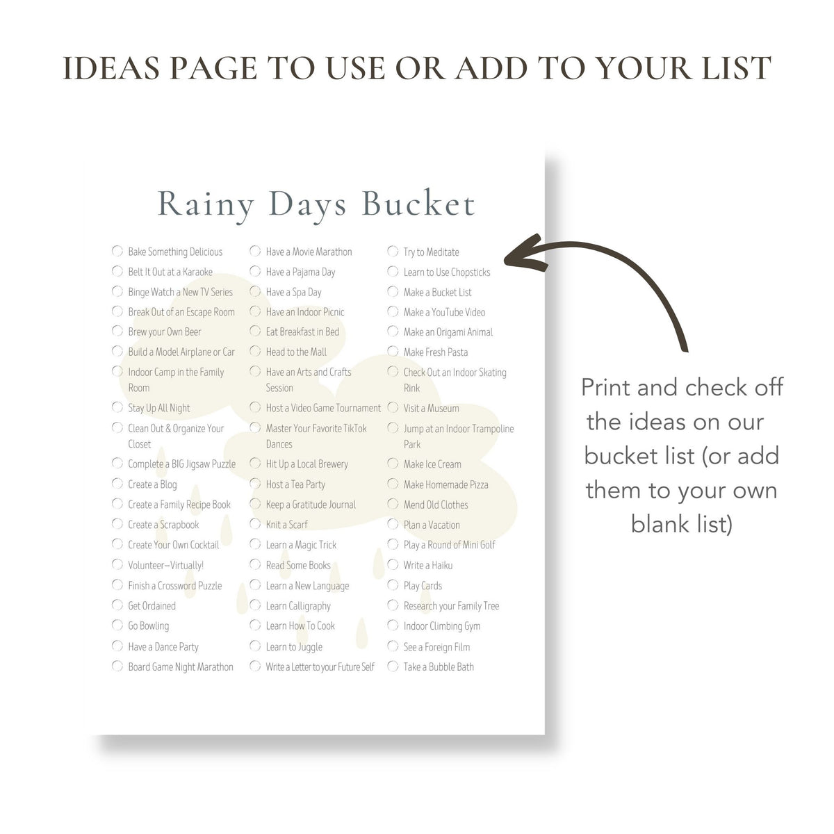 Printable Rainy Day Bucket List (Blank Template Included!) – buck & co.