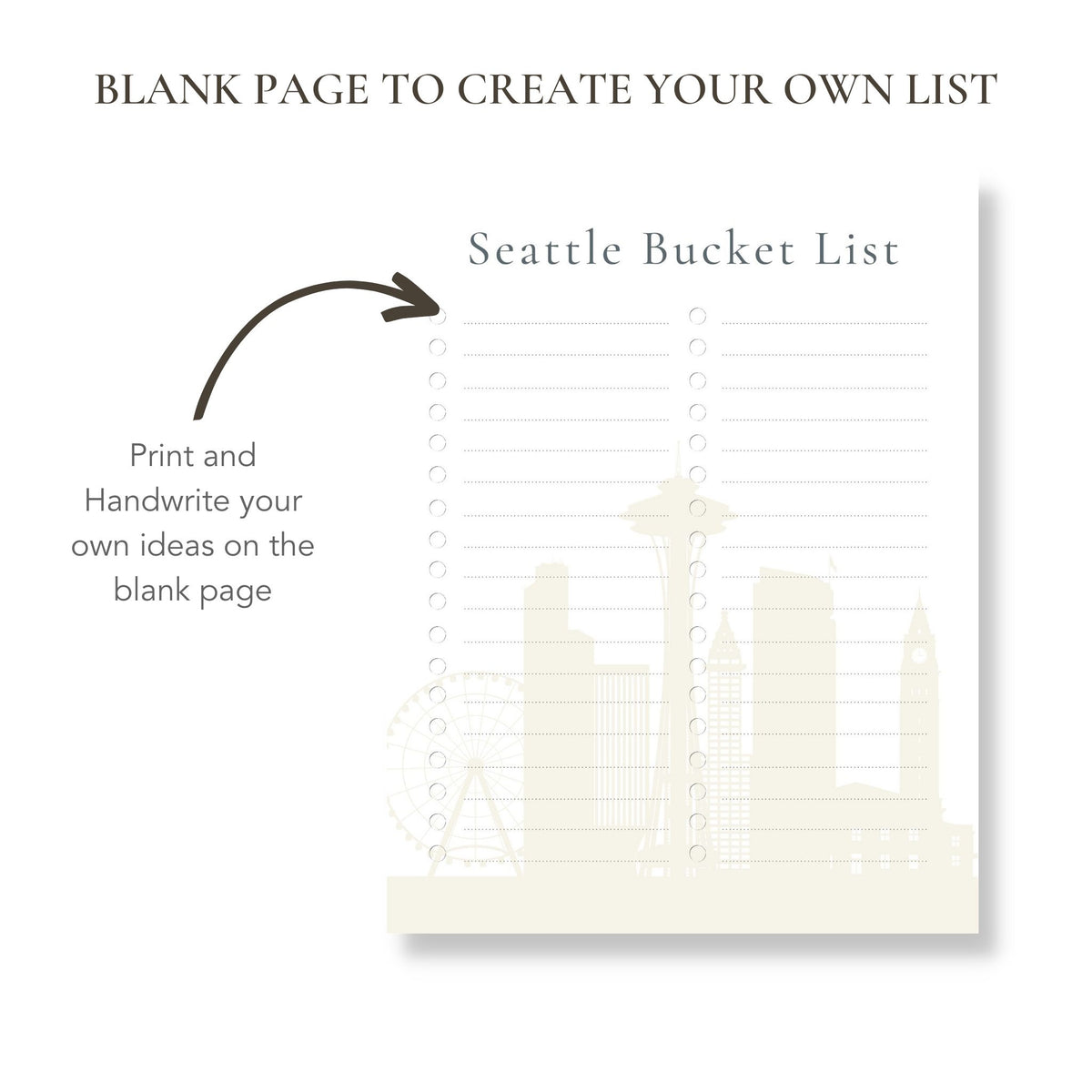 Printable Seattle Bucket List (Blank Template Included!) – buck & co.