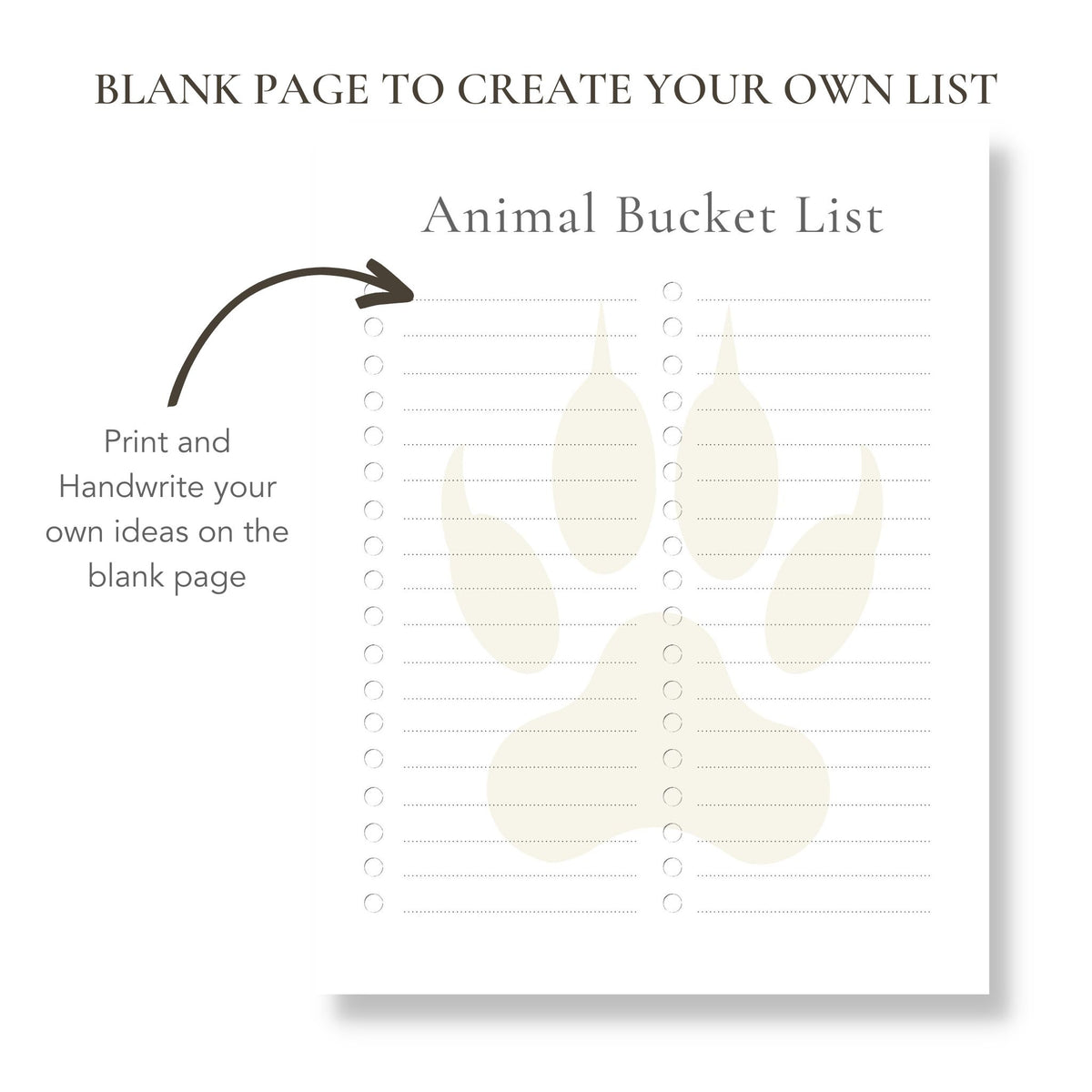 Printable Animal Bucket List (Blank Template Included!) – buck & co.