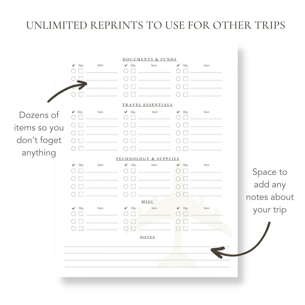 Printable Blank Travel Packing List – buck & co.