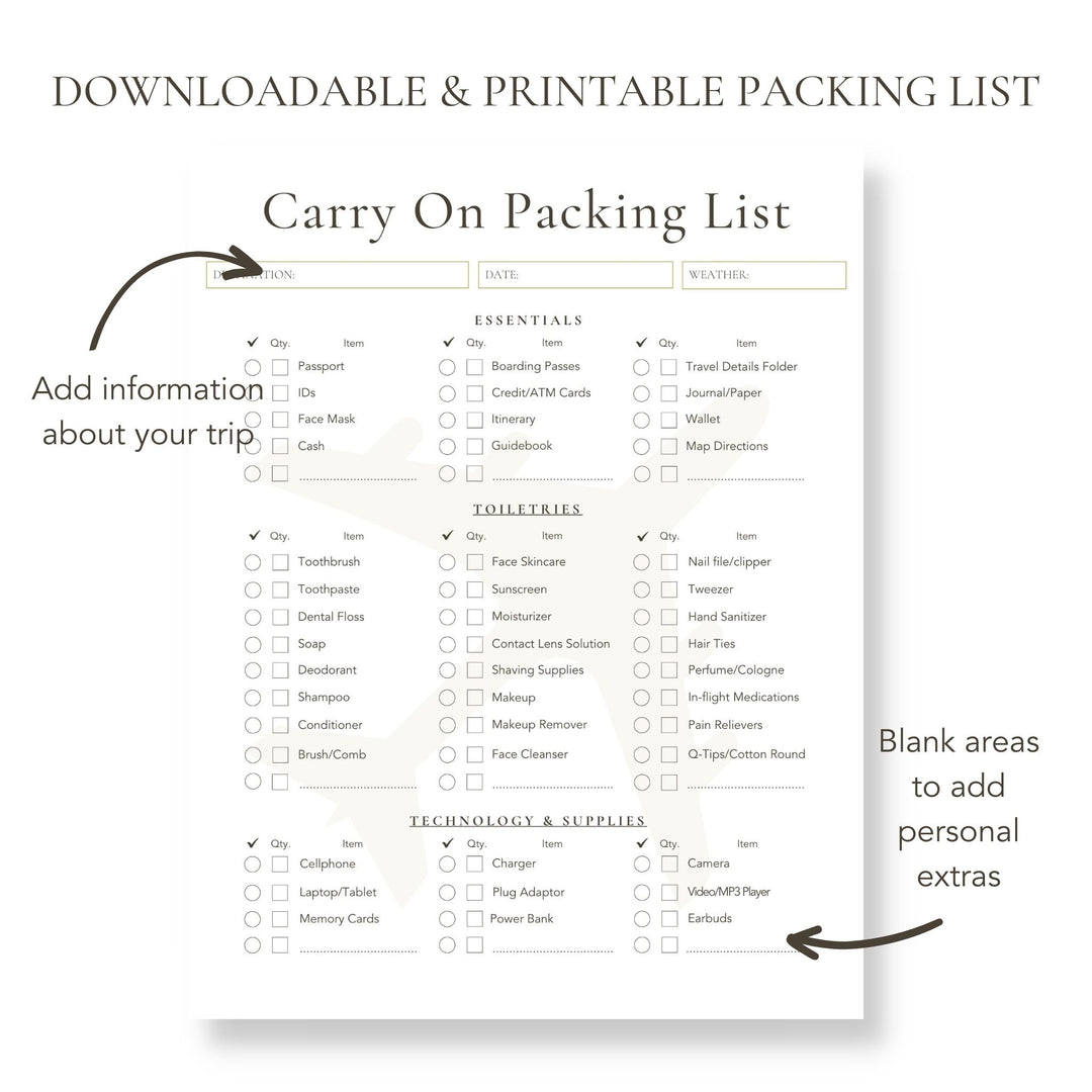 Printable Carry-On Packing List (The Ultimate Checklist!) – buck & co.