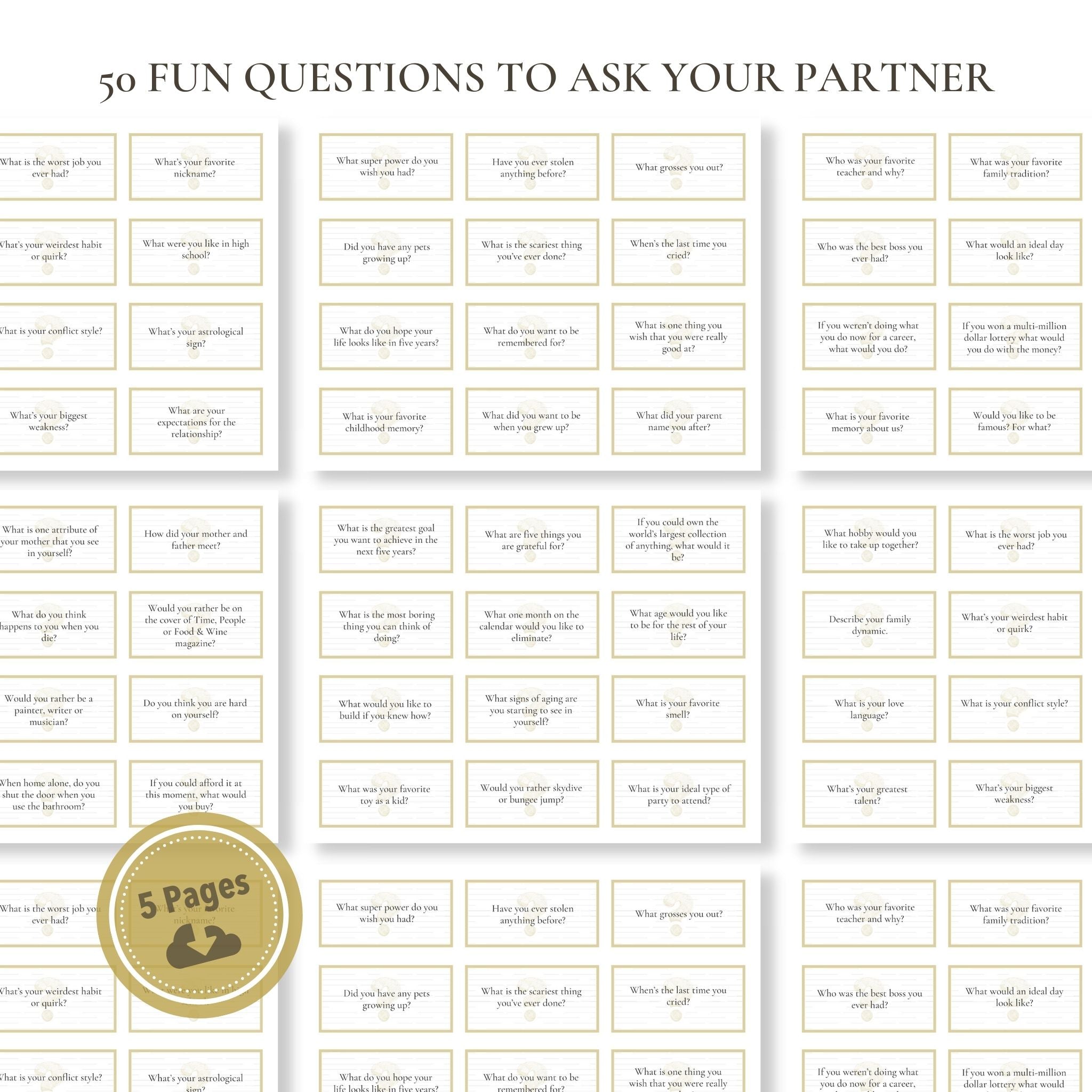 Printable Couples Bucket List, Games & Questions – buck & co.
