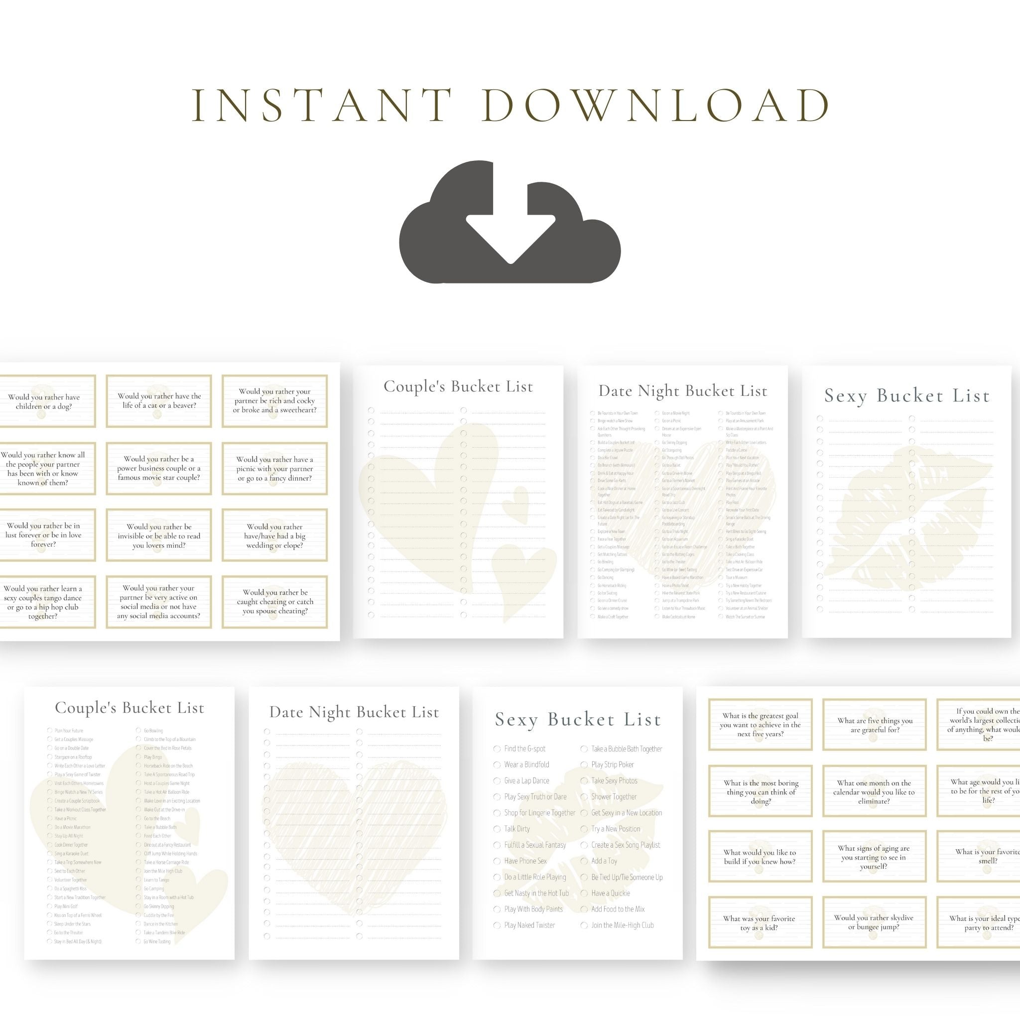 Printable Couples Bucket List, Games & Questions – buck & co.